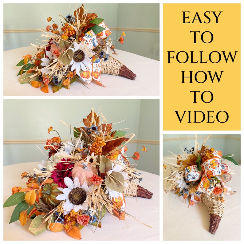 How to Make a Cornucopia Centerpiece, DIY Thanksgiving Arrangement, DIY ...