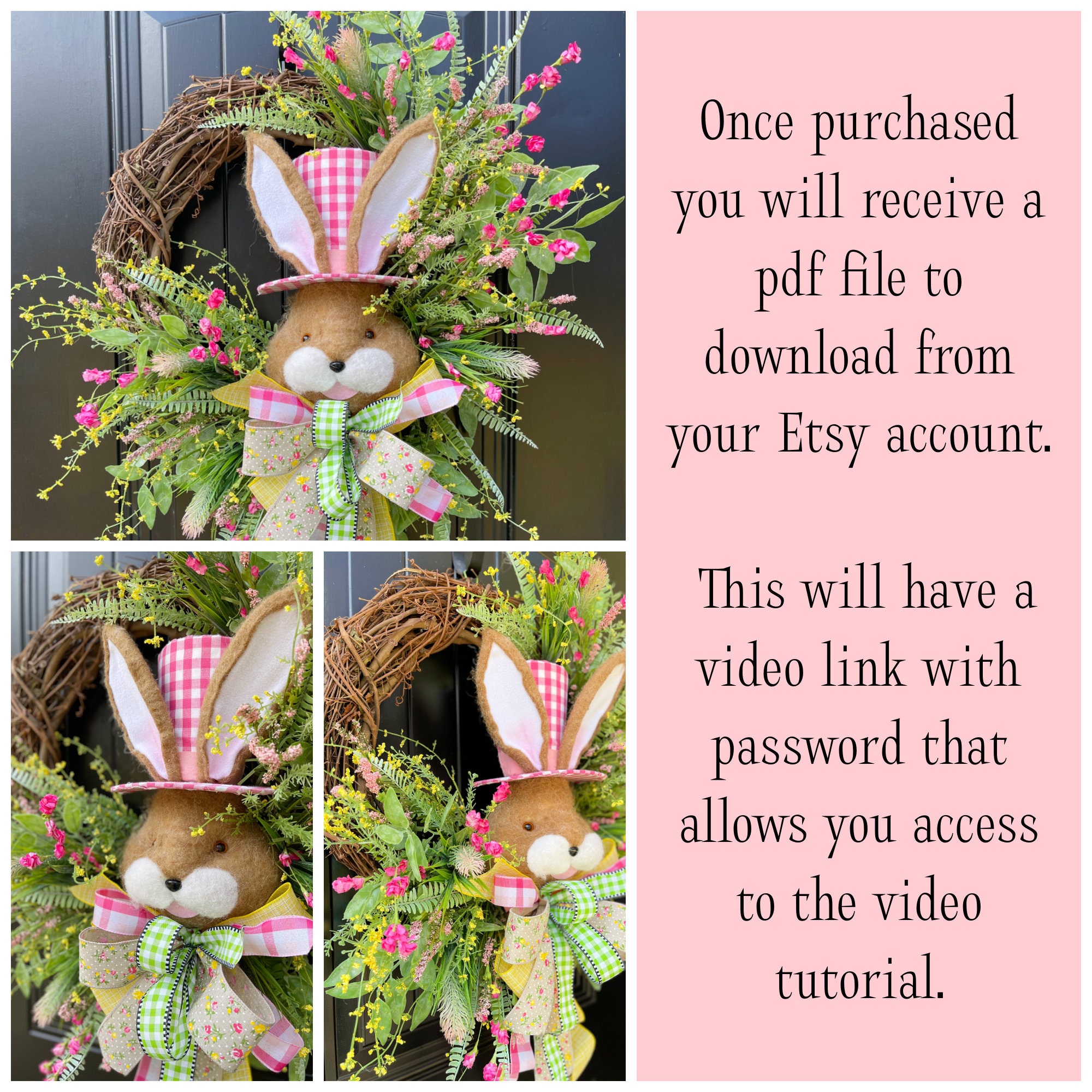 How to Make a Spring Wreath With Bunny Attachment, DIY Spring Door ...