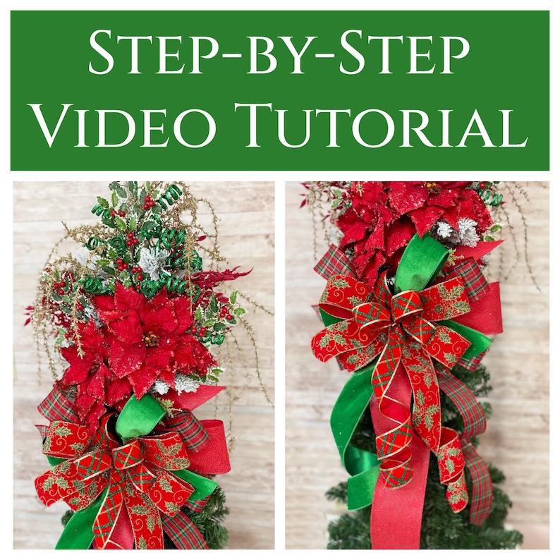 How to Make a Christmas Tree Topper, Christmas Tree Topper Bow Tutorial ...