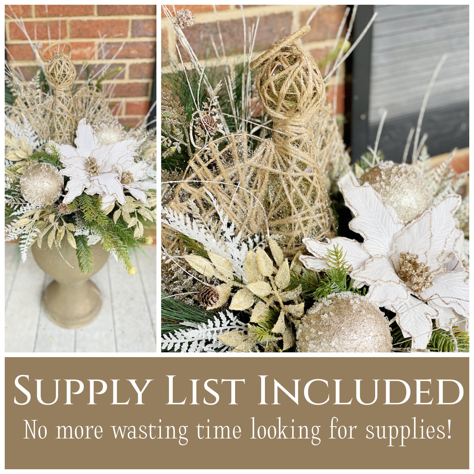 How to Make a Christmas Urn Filler, DIY Faux Planter Drop in TUTORIAL ...