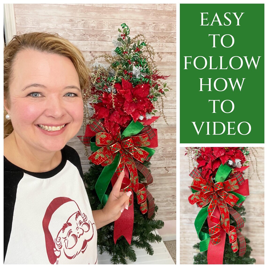 How to Make a Christmas Tree Topper, Christmas Tree Topper Bow Tutorial ...
