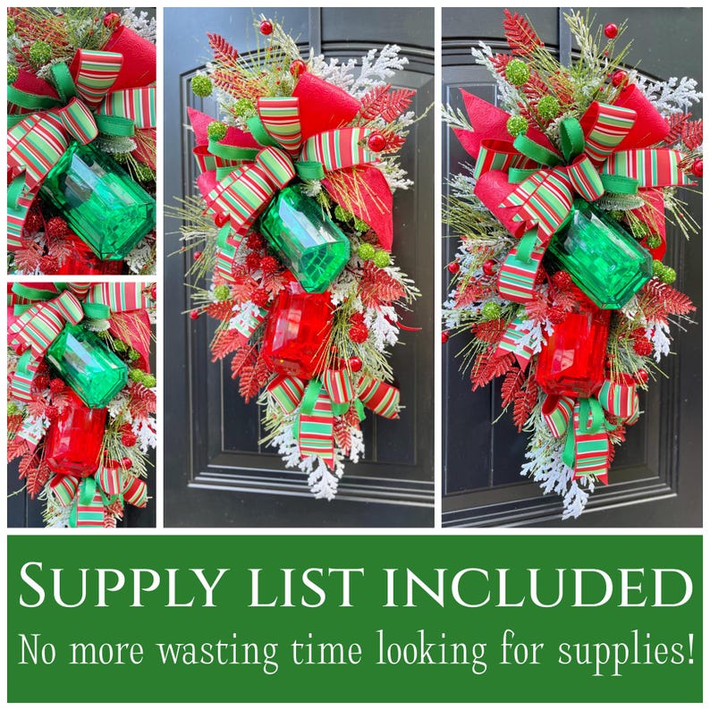 How to Make a Christmas Swag With Jewels, DIY Christmas Door Swag ...