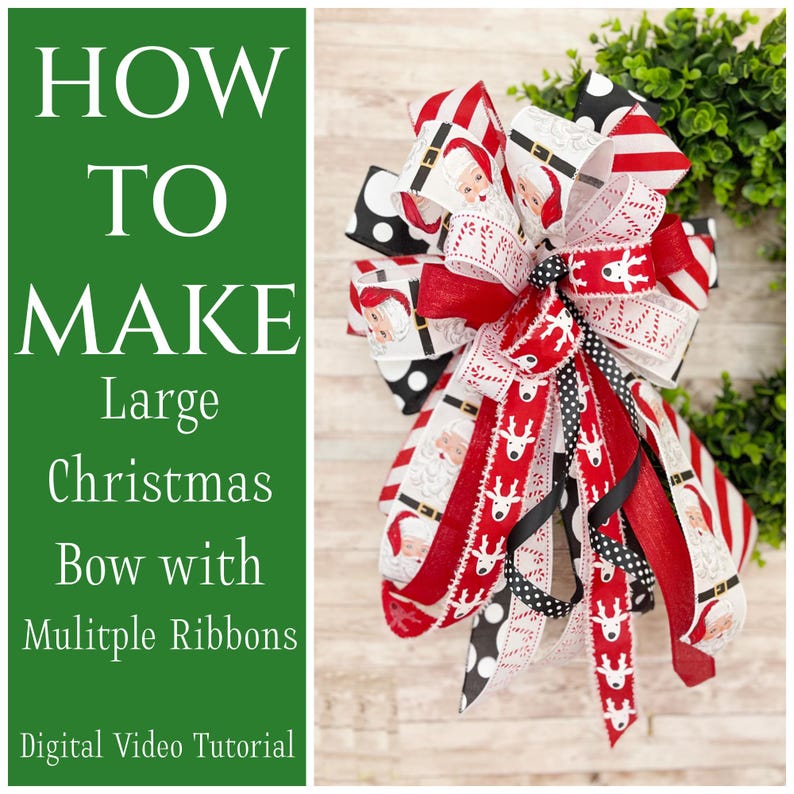 How to Make a Christmas Wreath Bow, DIY Christmas Tree Bow, Bow Making ...