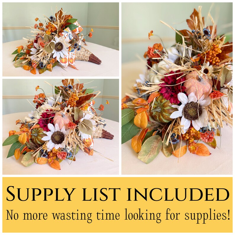 How to Make a Cornucopia Centerpiece, DIY Thanksgiving Arrangement, DIY ...