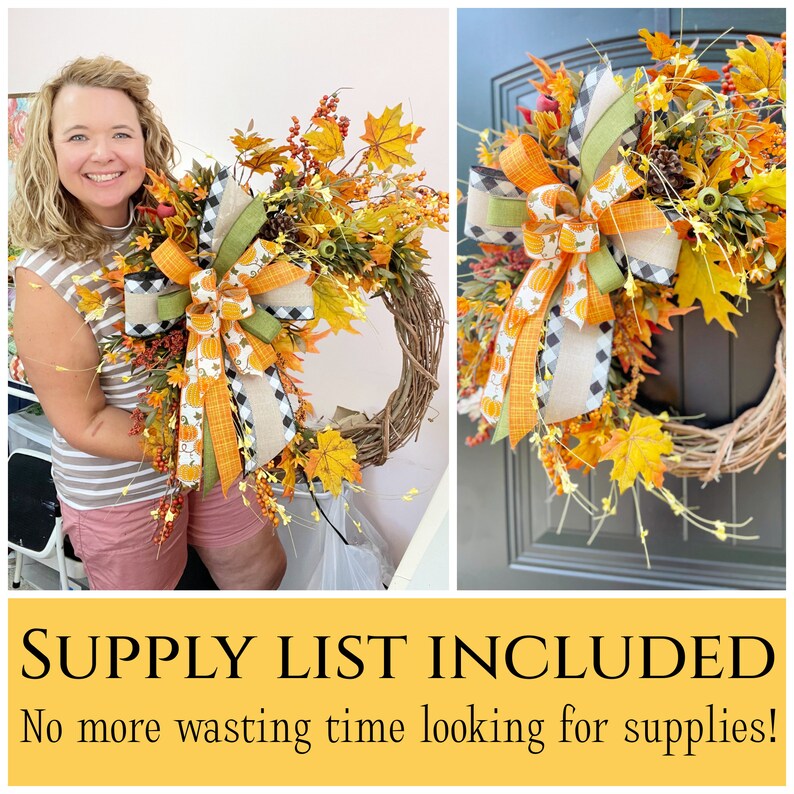 DIY Fall Grapevine, How to Make a Fall Wreath, DIY Fall Door Wreath, How to Video, Wreath Making ...