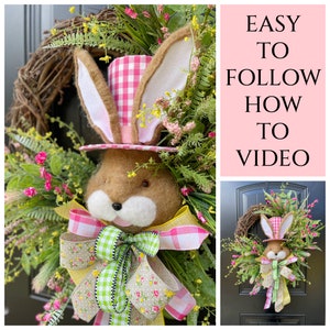 How to Make a Spring Wreath With Bunny Attachment, DIY Spring Door ...