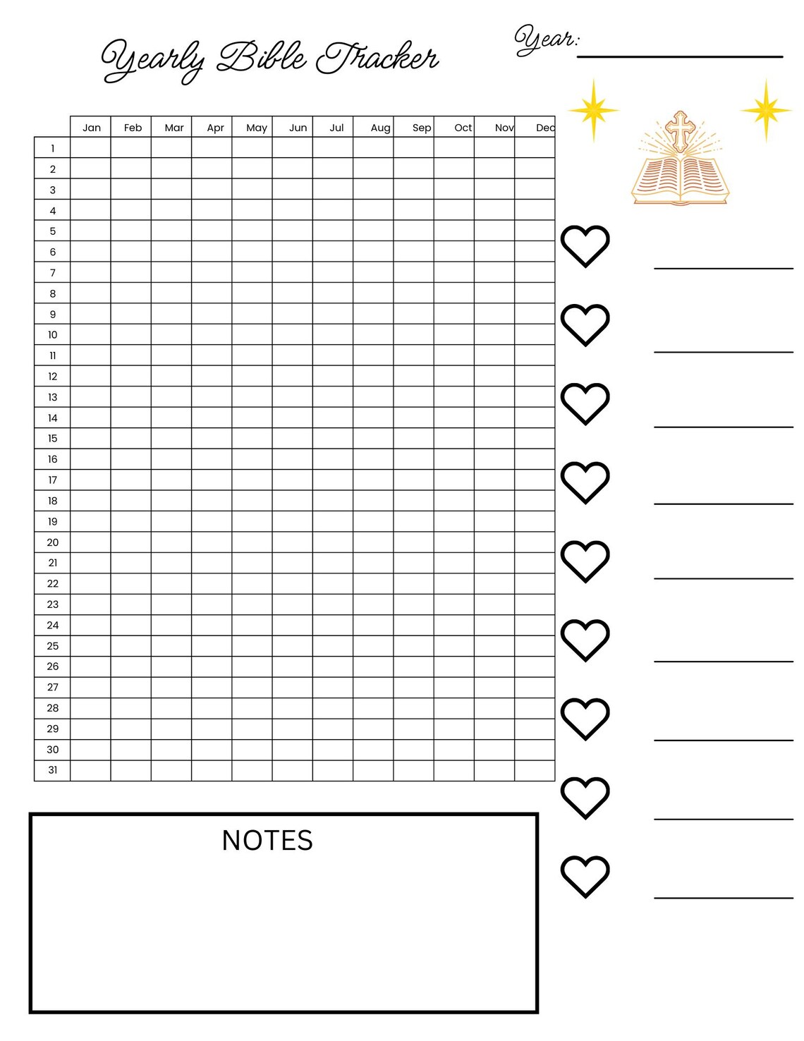 Printable Bible Tracking Pages Bundle | Yearly Tracker, Daily ...