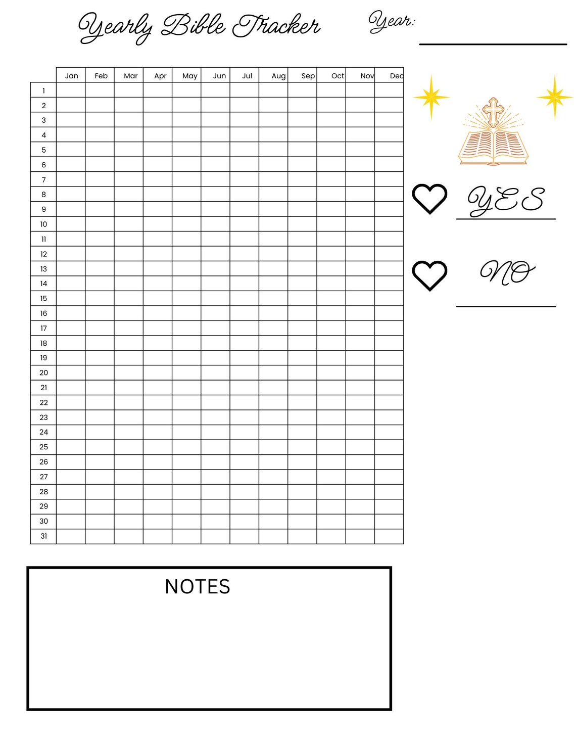 Printable Bible Tracking Pages Bundle | Yearly Tracker, Daily ...