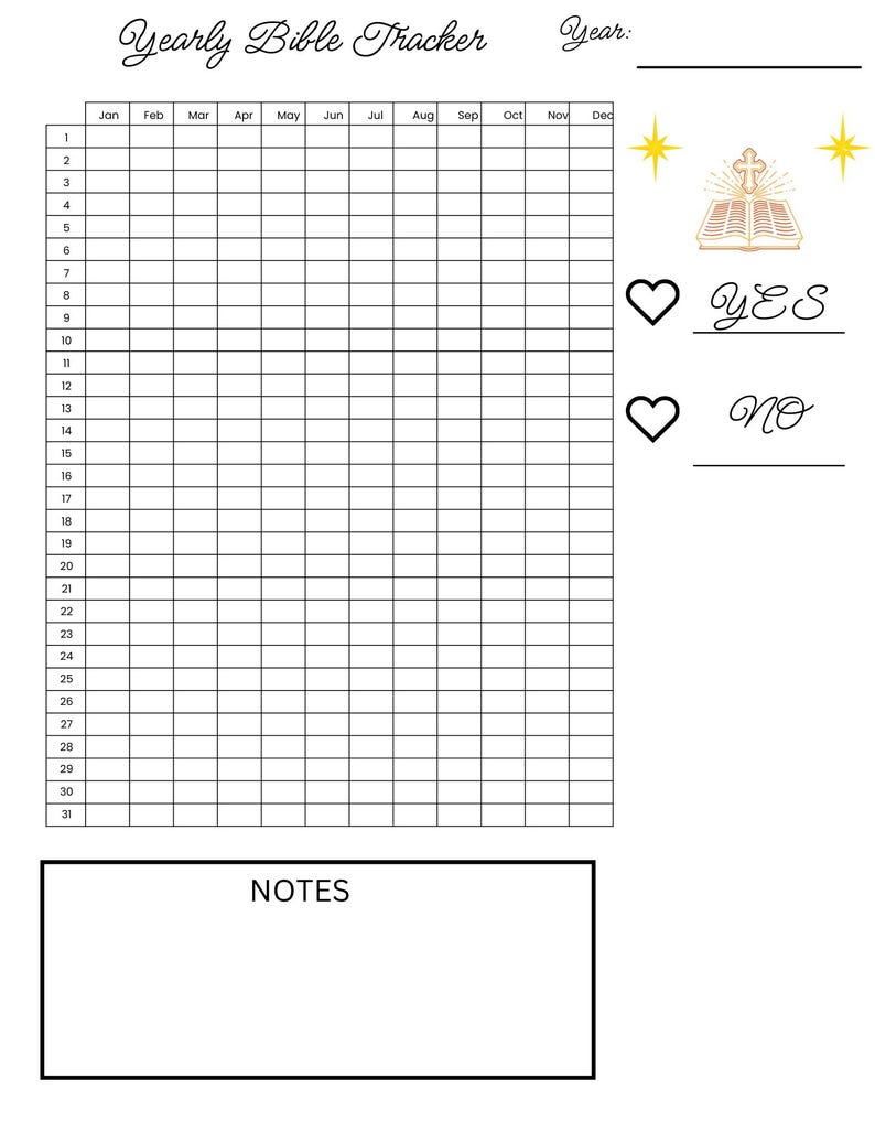Printable Bible Tracking Pages Bundle Yearly Tracker, Daily Devotional ...