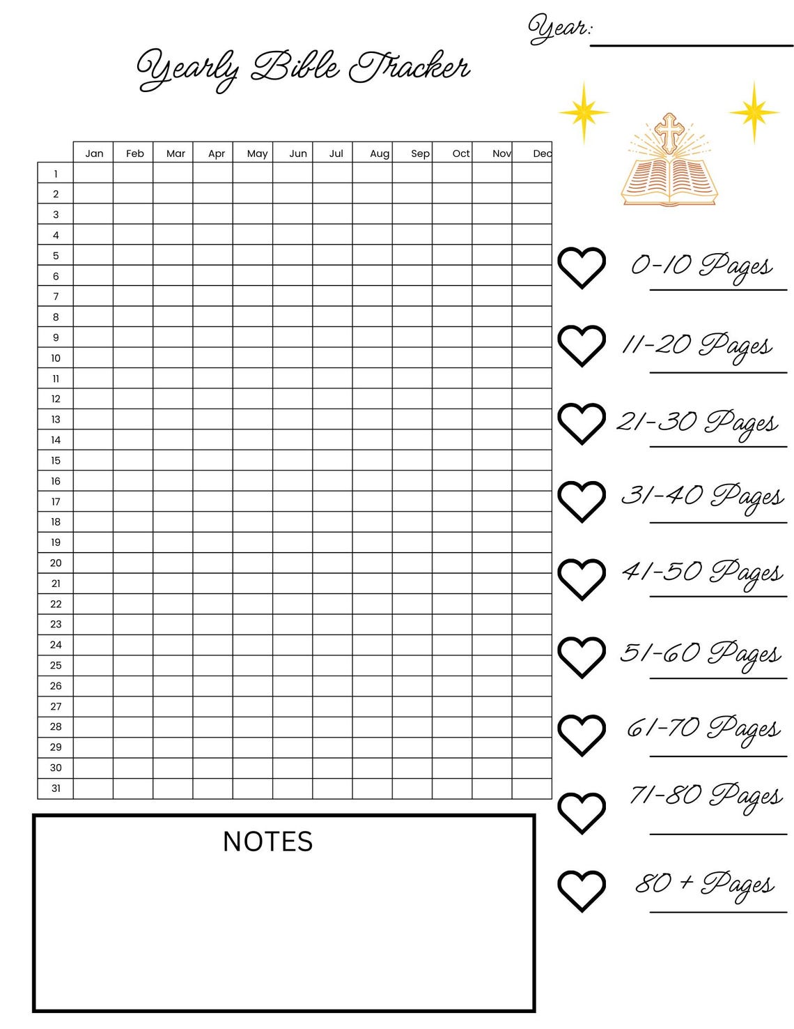 Printable Bible Tracking Pages Bundle | Yearly Tracker, Daily ...