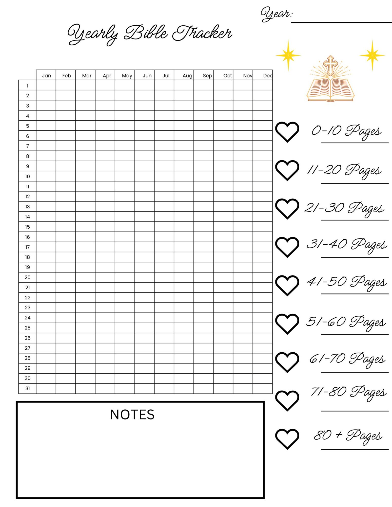 Printable Bible Tracking Pages Bundle | Yearly Tracker, Daily ...