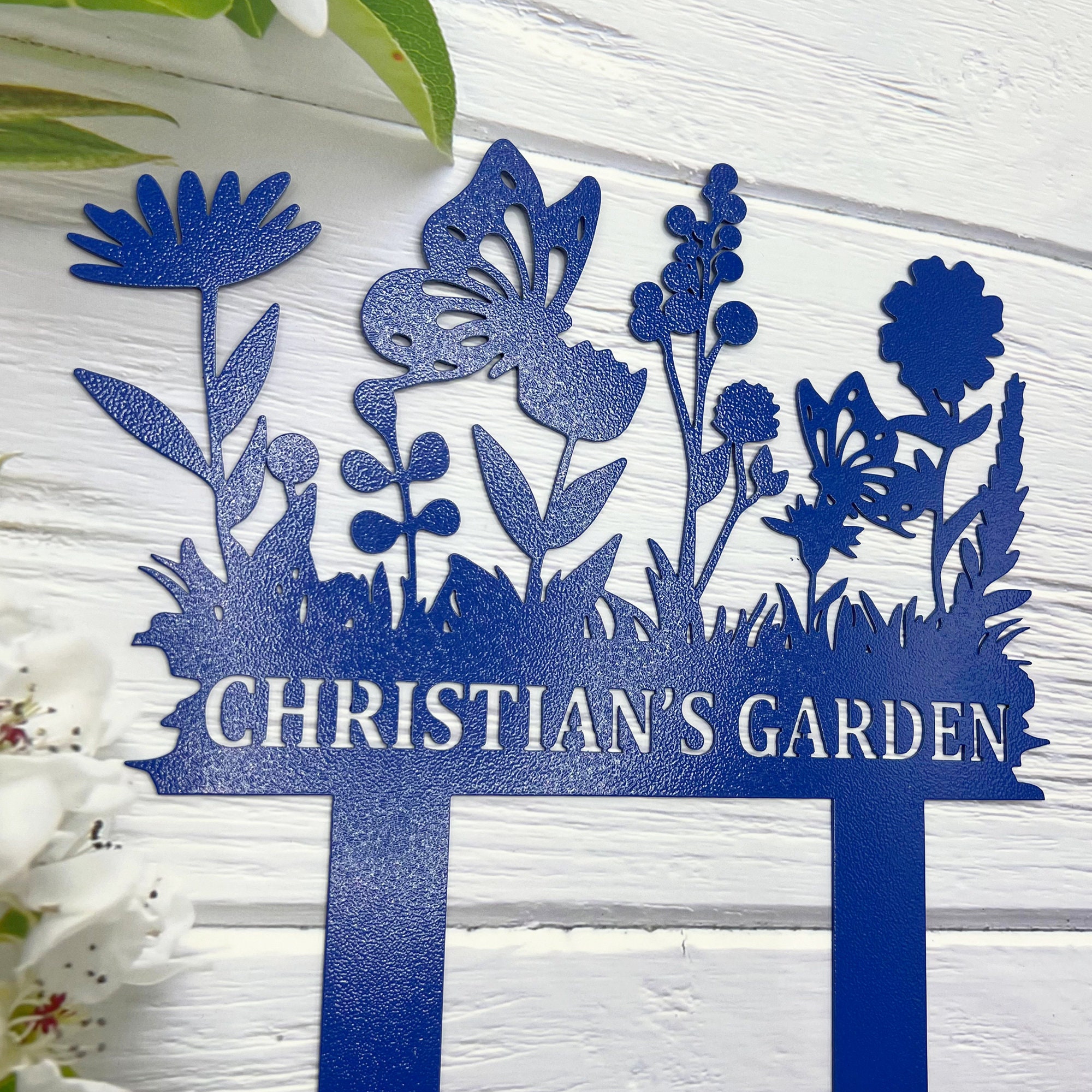 Flower Design Custom Garden Metal Sign, Gardener Name Sign ...
