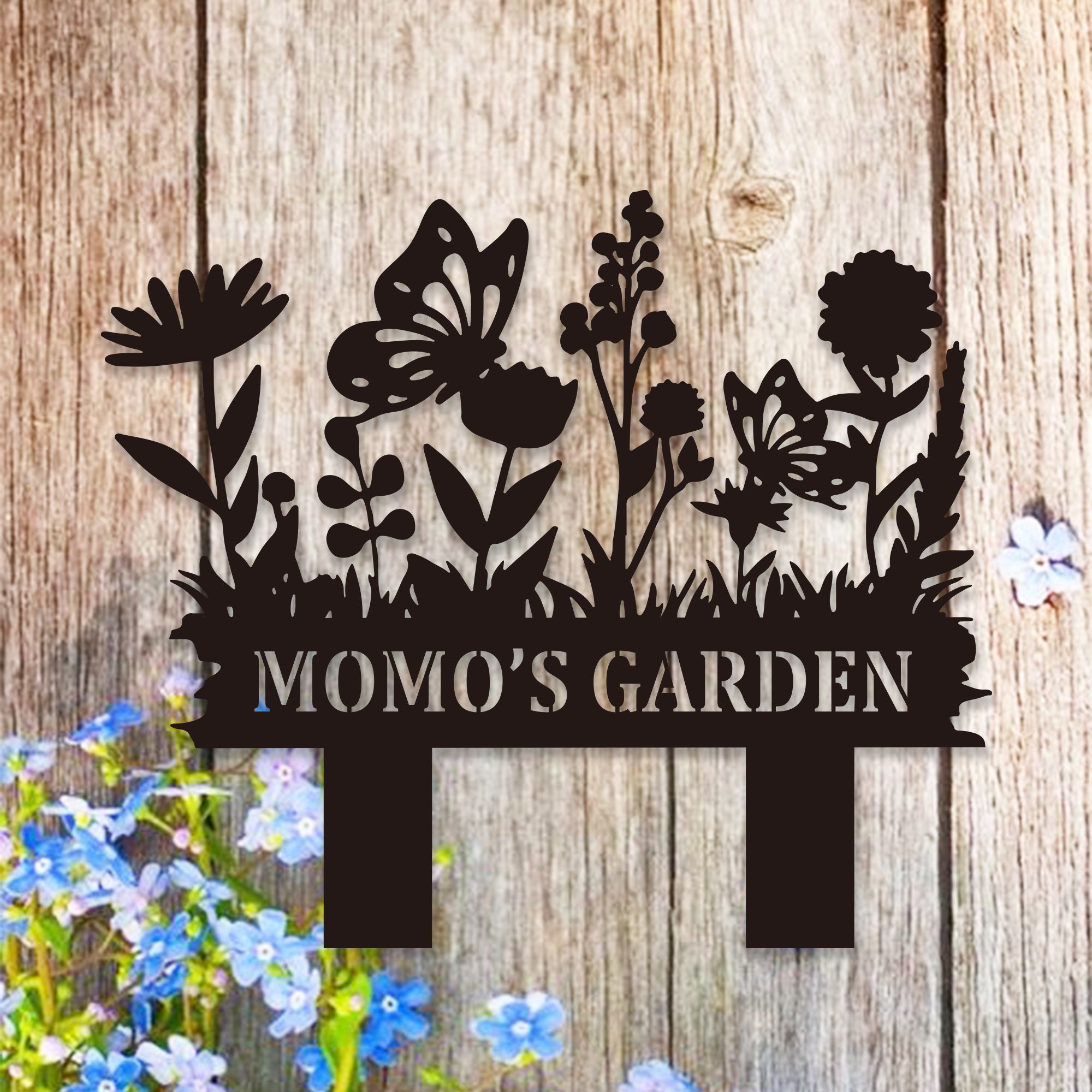Flower Design Custom Garden Metal Sign, Gardener Name Sign ...