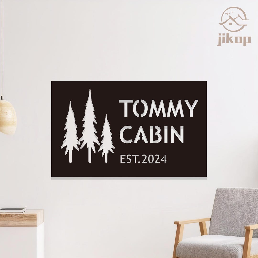 Metal Cabin Name Sign, Cabin Wall Art, Custom Metal Sign, Metal Name ...