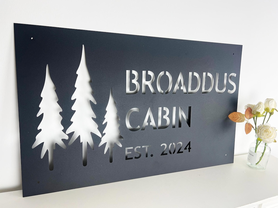 Metal Cabin Name Sign, Cabin Wall Art, Custom Metal Sign, Metal Name ...