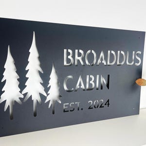 Metal Cabin Name Sign, Cabin Wall Art, Custom Metal Sign, Metal Name ...