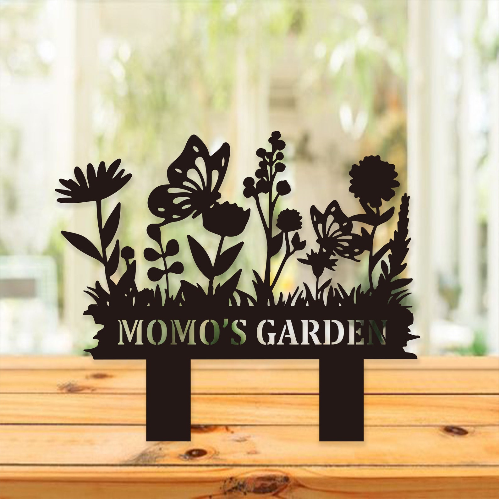 Flower Design Custom Garden Metal Sign, Gardener Name Sign ...