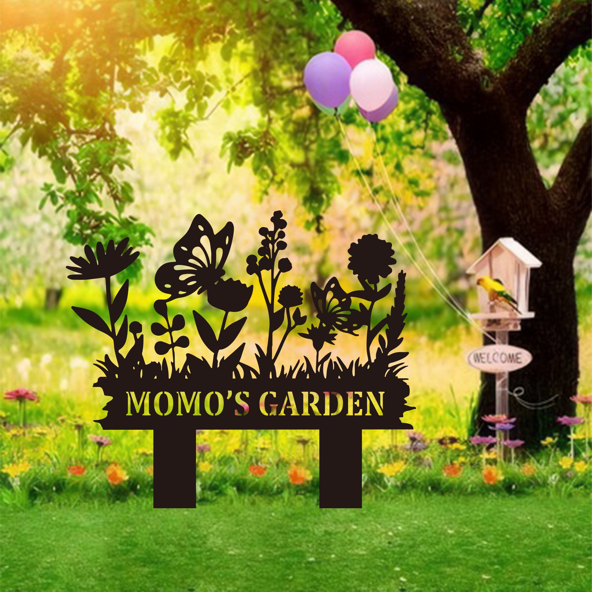 Flower Design Custom Garden Metal Sign, Gardener Name Sign ...