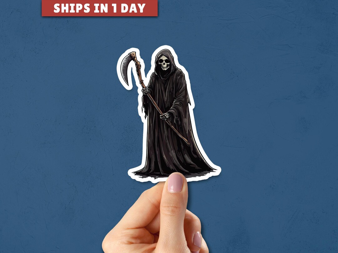 Grim Reaper Vinyl Sticker: Funny Halloween Decor - Etsy