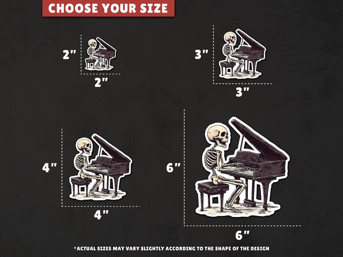 Skeleton Playing Piano Sticker: Funny Halloween Vinyl Decor - Etsy