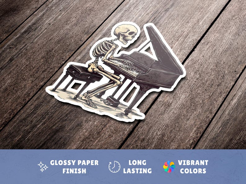Skeleton Playing Piano Sticker: Funny Halloween Vinyl Decor - Etsy