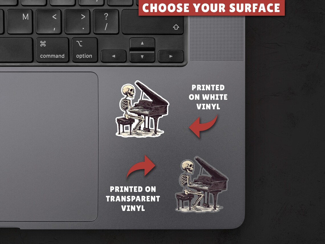 Skeleton Playing Piano Sticker: Funny Halloween Vinyl Decor - Etsy