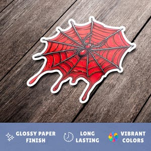 Spider in a Blood-soaked Web Halloween Sticker, Funny Halloween Decor ...