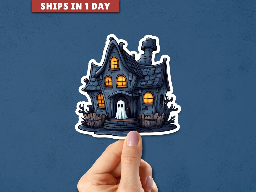 Haunted House Ghost Sticker: Funny Halloween Vinyl Decor - Etsy