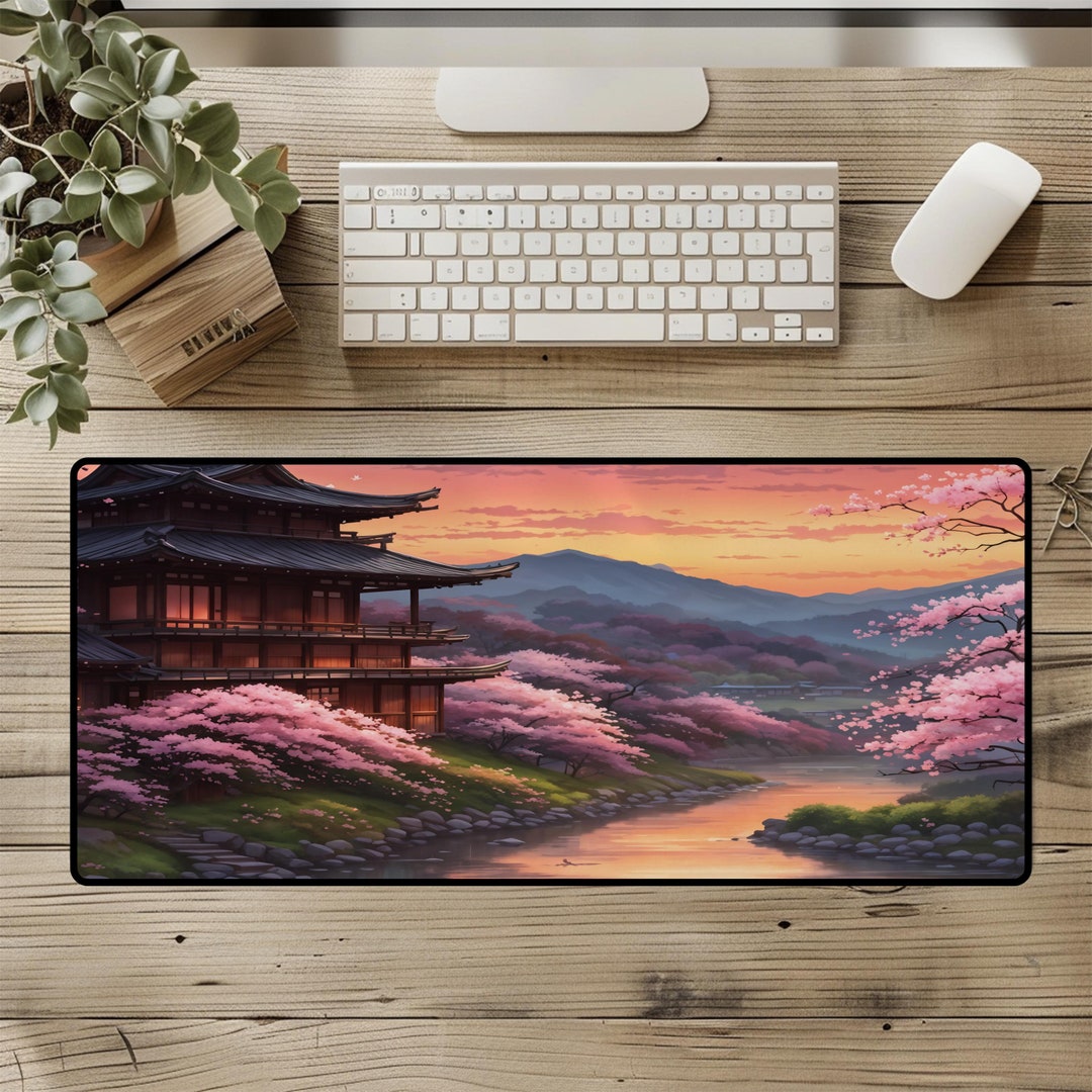 Japanese Cherry Blossom Desk Mat | Large Gaming Mouse Pad | Anime ...