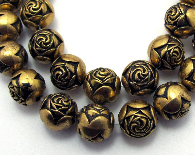 24 Vintage Metallic Antique Gold Rosebud Round Beads 9 Mm - Etsy