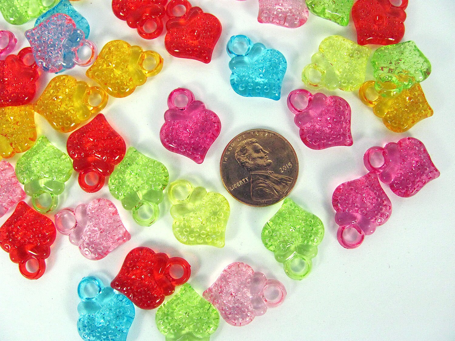 24 Transparent Assorted Colors Acrylic Heart Pendant Charms | Etsy