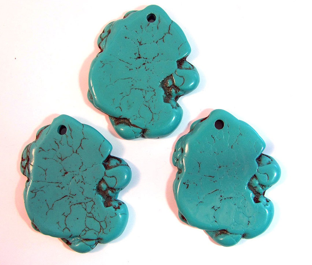 3 Resin Turquoise Slab Pendants 70x57 Mm - Etsy