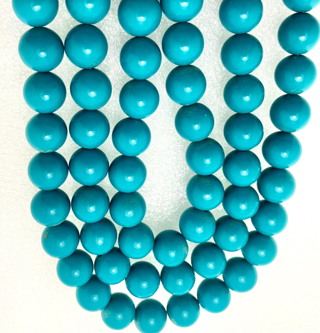 24 Vintage Opaque Resin Faux Turquoise Round Beads Made in Hong Kong 12 ...