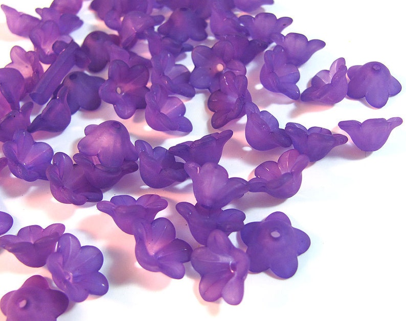 50 Translucent Acrylic Frosted Flowers Purple 13x6 Mm - Etsy