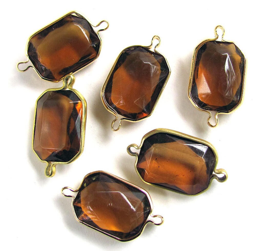 12 Vintage Lucite Topaz Octagon Connectors Channels 26x14 Mm - Etsy