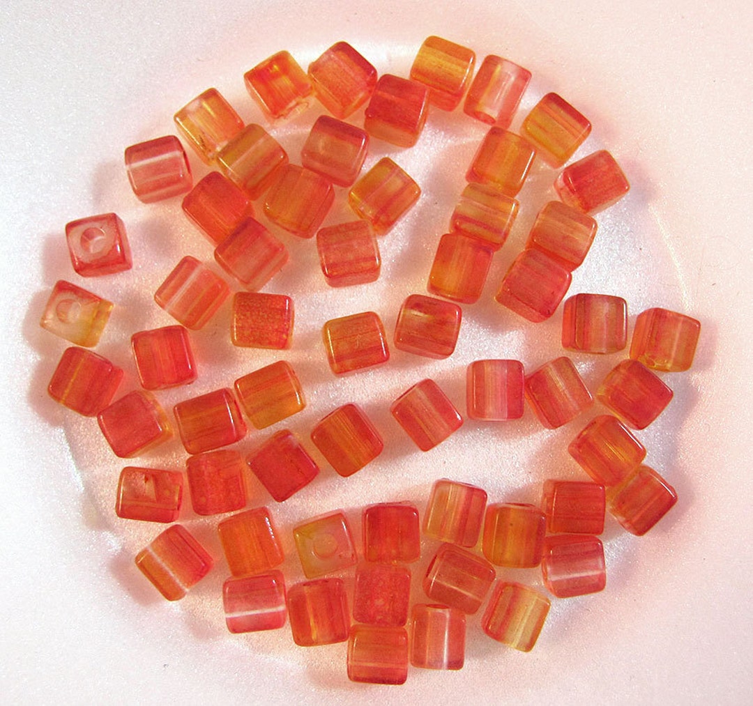 100 Red Orange Cube Acrylic Spacer Beads 6mm - Etsy