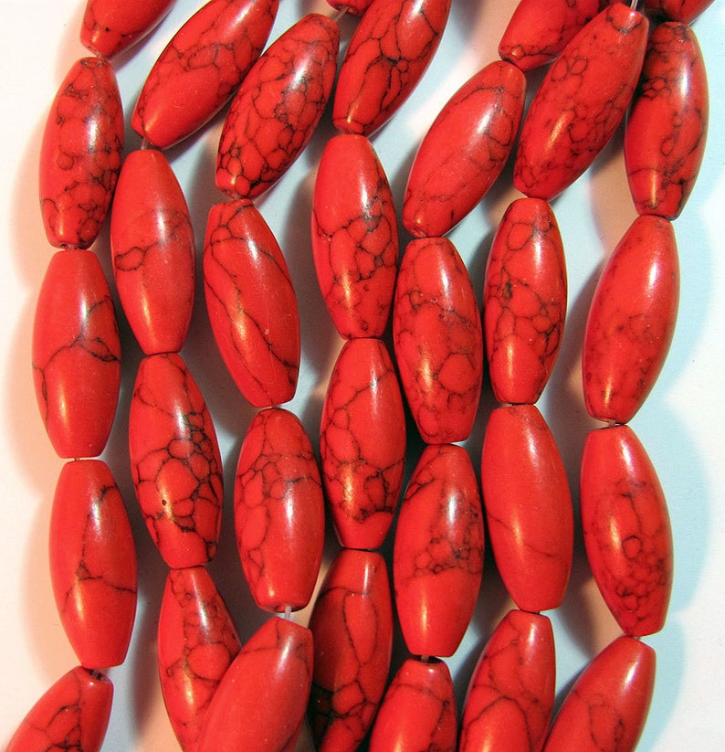 12 Red Howlite Bicone Tube Beads 30x12mm - Etsy
