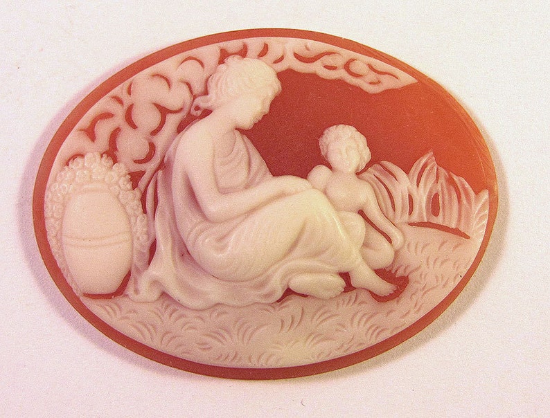 1 Mother Child Oval Cameo Cabochon 40X30 Mm - Etsy