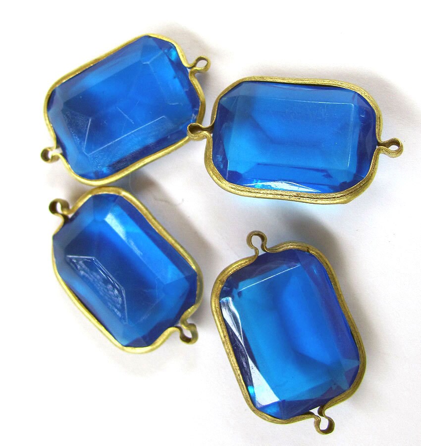 6 Vintage Lucite Blue Rectangle Connectors Channels 32X20 Mm | Etsy