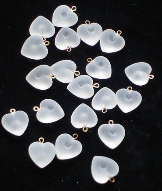 24 Vintage Frosted White Lucite Heart Charms 13x11mm | Etsy