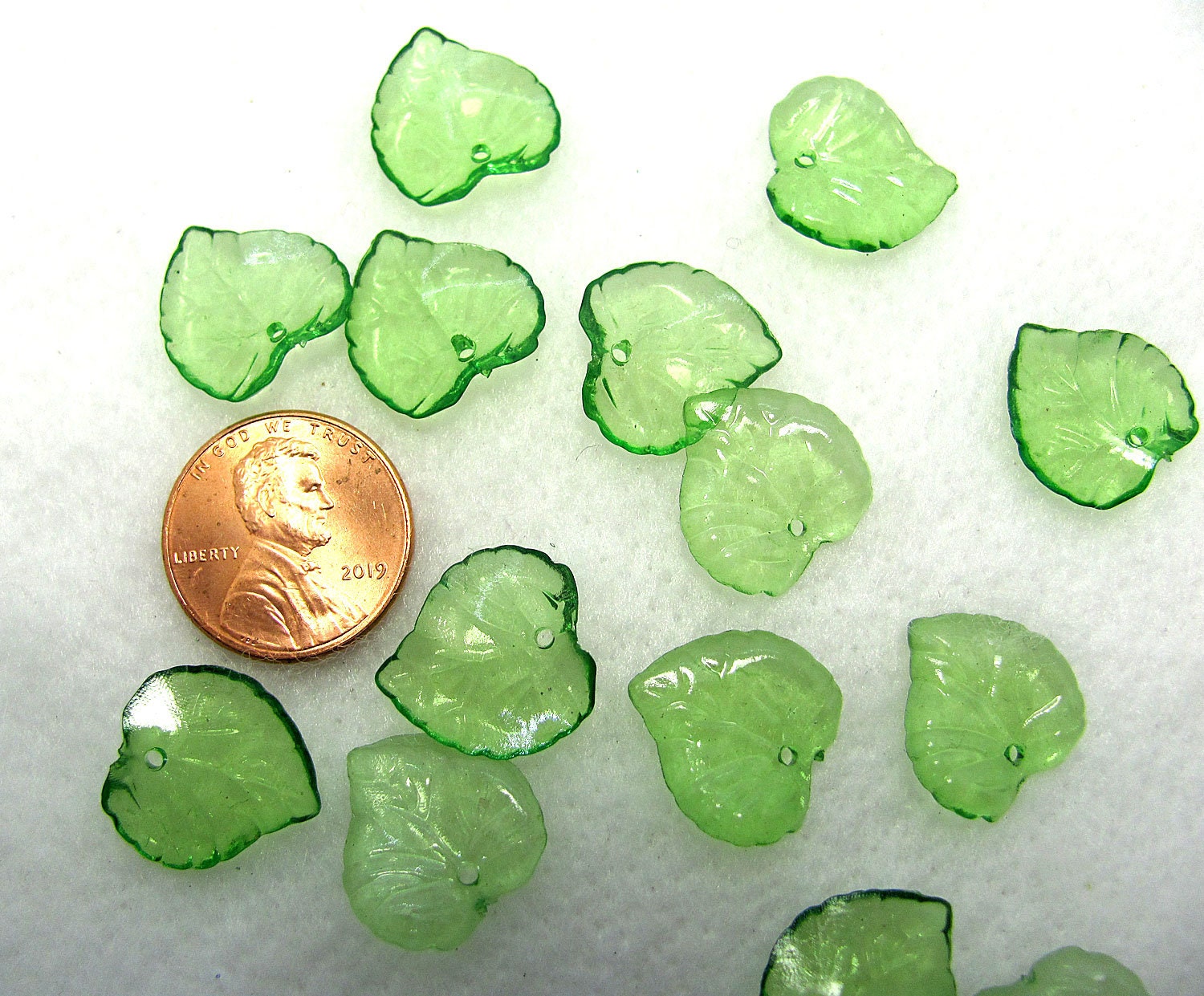 36 Transparent Acrylic Plastic Green Leaf Beads Charms 15x15 - Etsy