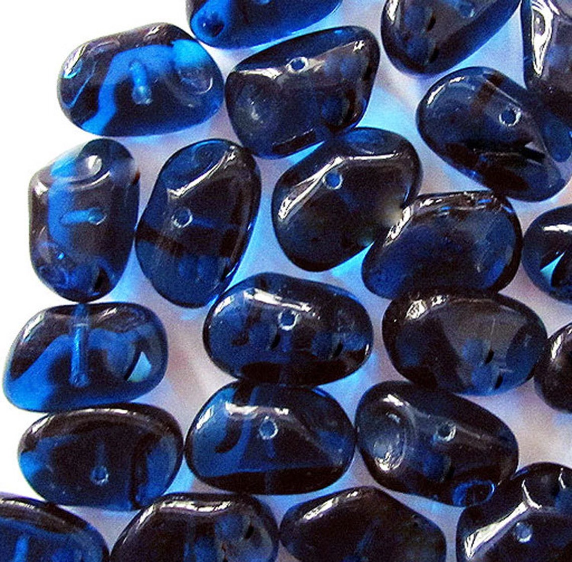 48 Bohemian Czech Glass Blue Nugget Beads 18 X 13 Mm - Etsy