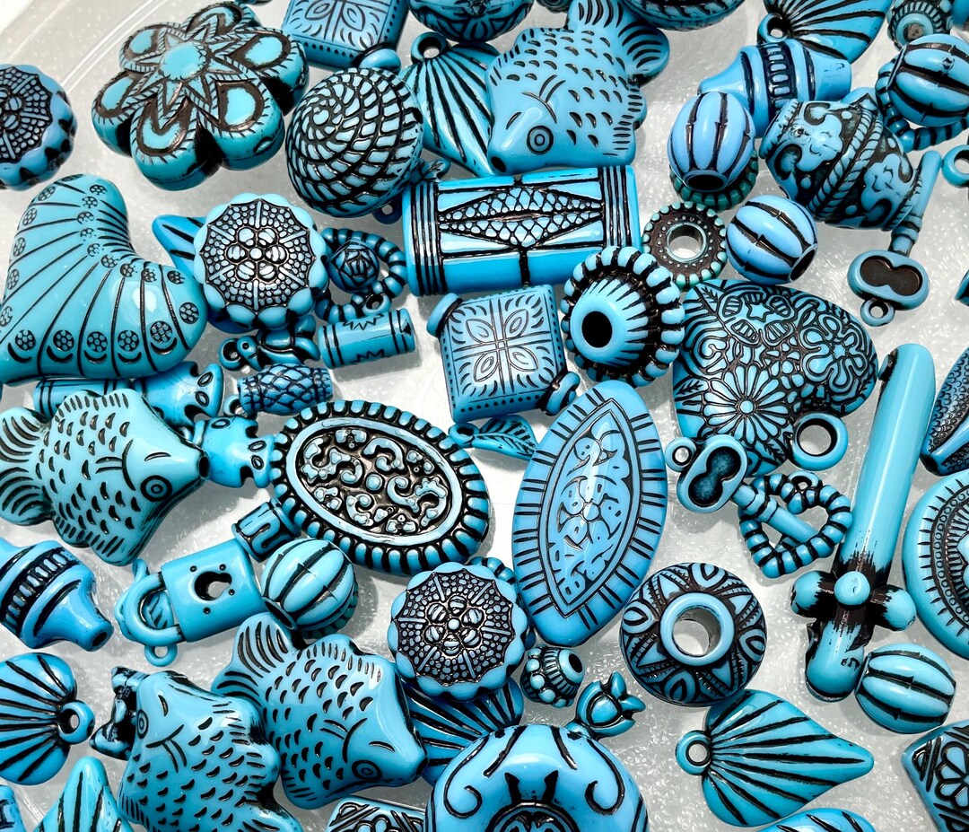 2 Oz Assorted Mix Blue Acrylic Beads 50 G - Etsy