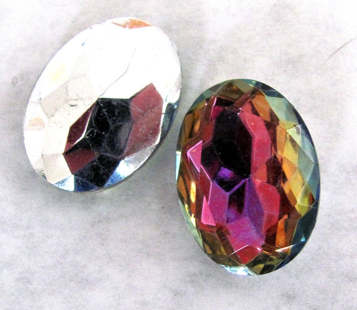 2 Machine Cut Vitrail Oval Rhinestones 25x18 Mm - Etsy
