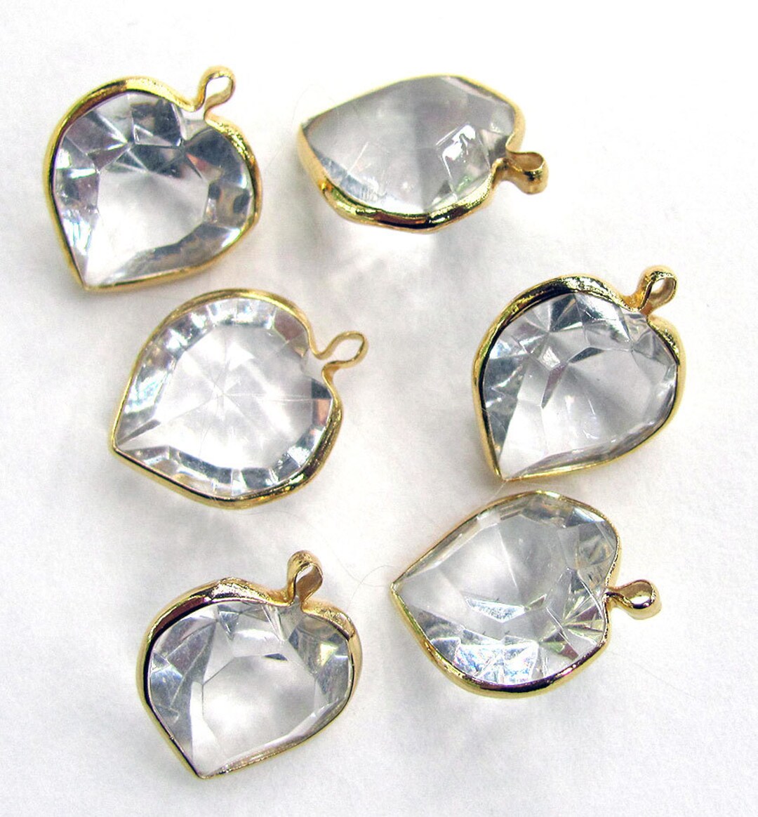 12 Vintage Lucite Crystal Heart Charms 22X15 Mm - Etsy