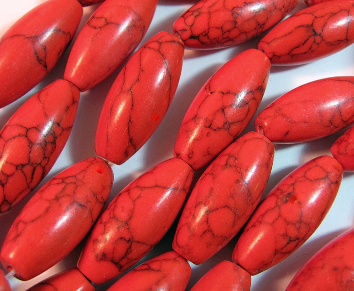 12 Red Howlite Bicone Tube Beads 30x12mm - Etsy