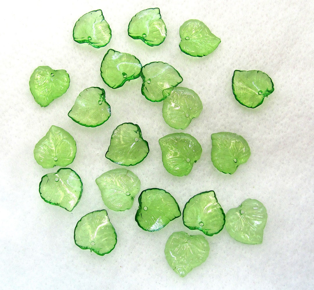 36 Transparent Acrylic Plastic Green Leaf Beads Charms 15x15 Mm - Etsy