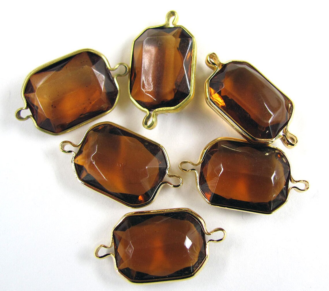 12 Vintage Lucite Topaz Octagon Connectors Channels 26x14 Mm - Etsy