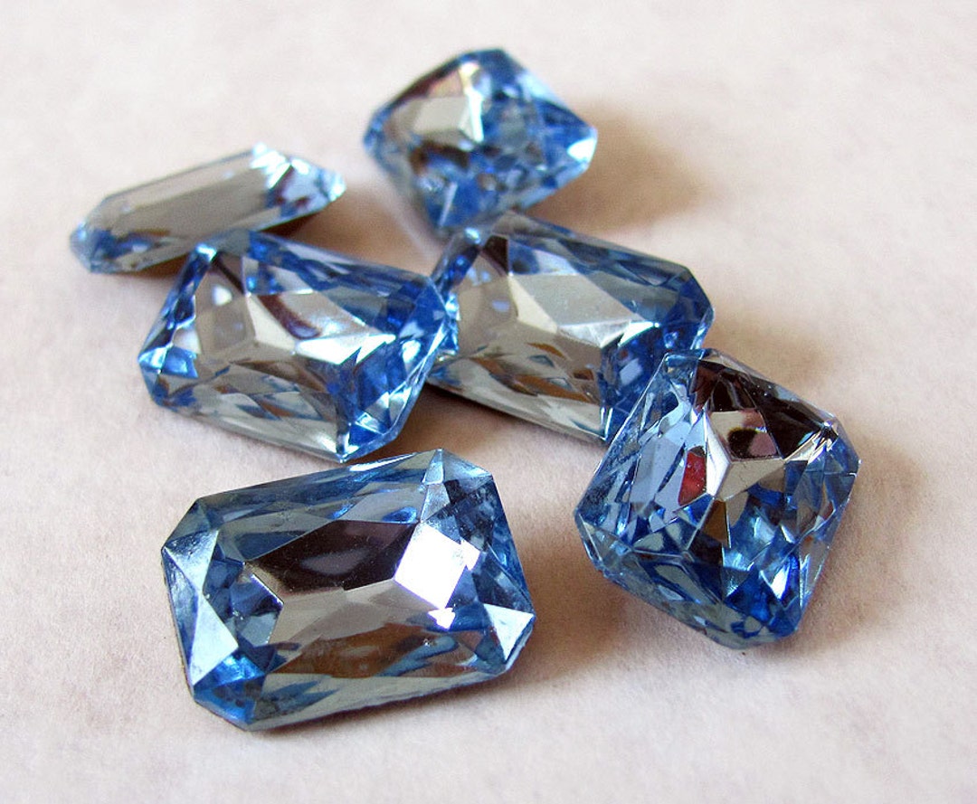 2 Vintage Czech Glass Rhinestones Aquamarine 18x13 Mm - Etsy