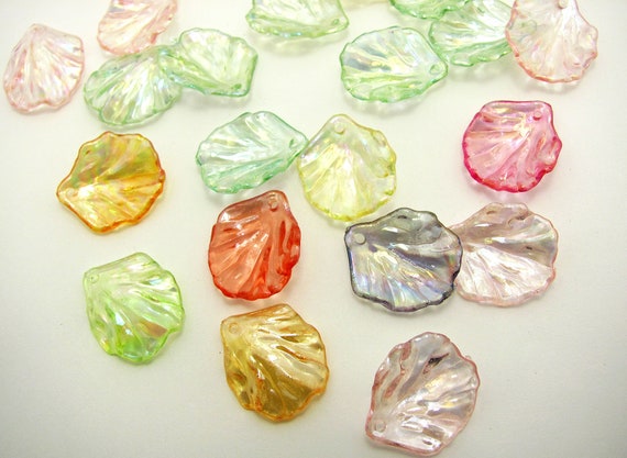 24 Transparent Assorted AB Colors Acrylic Leaves 19x17 Mm - Etsy